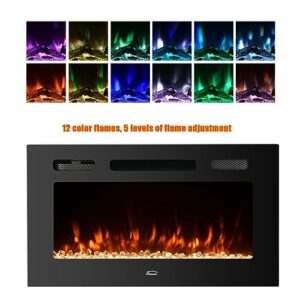 Clihome 60in Electric Fireplace Fire Places Electric Fireplace Inserts Electric Fireplace Heater Fireplace Decor Fireplace Heater with Timer, Remote Control, Adjustable Flame Color 750/1500W