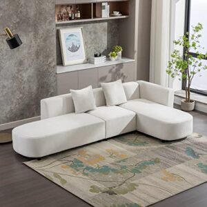 Tmsan 110.2" Sectional Sofa Couch for Living Room, Modern Chenille Upholstered Sofa L Shaped 4 Seater Modular Sectional Couch with Chaise & 2 Pillows for Bedroom Office Apartment (Beige)