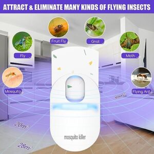 4 Pack Flying Insect Trap Plug In, 2023 Mosquito Gnat Flea Insect Traps Catcher Killer with Night Light & 20 Sticky Trap Boards, Fruit Fly Traps for Indoor Bug Catcher Fly Traps Indoor for Home Office