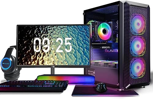 STGAubron Gaming PC Bundle with 24Inch FHD LED Monitor-Intel core i9-11900F up to 5.2G,GeForce RTX 3070 8G GDDR6,32G DDR4,2T SSD,WiFi,BT 5.0,RGB B&MS&MS Pad,RGB BT Sound Bar,RGB BT Gaming Mic,W11H64