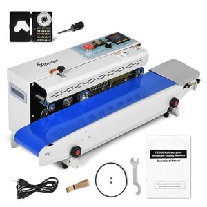 yitahome horizontal continuous band sealer, automatic bag heat sealer w/printing wheels, commercial bag sealing machine for pvc pe pp aluminum foil bags films