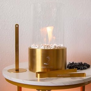 Gold Table top FirePit - Elegant Portable Tabletop Fireplace with Protective Glass & Bioethanol or Alcohol Burner - Perfect for Patio Decor & Housewarming Gifts - Tabletop firepit Indoor & Outdoor.