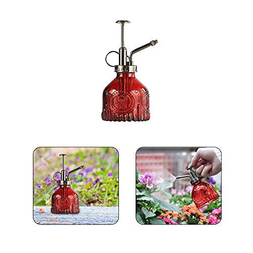 Hose 25 Ft Gardening Can Air Pressure Watering Retro Glass Spray Watering Watering Can Patio & Garden (Red, One Size)