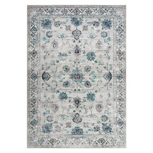 IMINROME Boho Area Rug 5x7 Machine Washable Foldable Thin Rug Oriental Floral Rugs for Living Room Retro Bohemian Distressed Rug for Bedroom Home Office Non-Slip Tribal Floor Cover