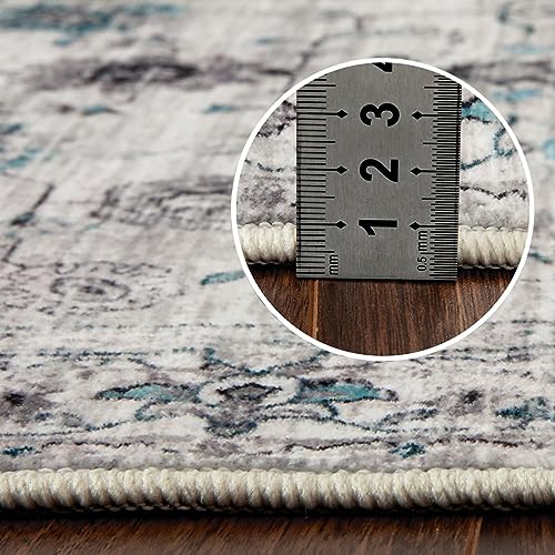 IMINROME Boho Area Rug 5x7 Machine Washable Foldable Thin Rug Oriental Floral Rugs for Living Room Retro Bohemian Distressed Rug for Bedroom Home Office Non-Slip Tribal Floor Cover