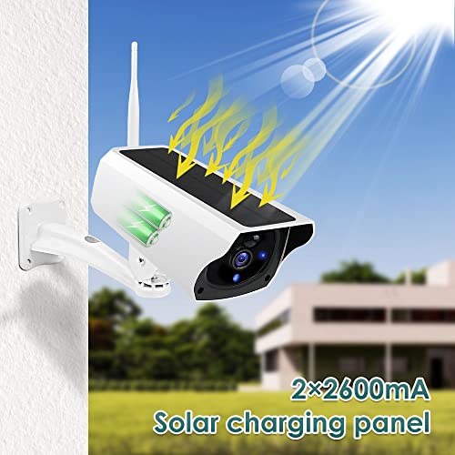 SEWMED 1080P HD Outdoor IP Wireless Security Bullet Camera with Solar Panel 4G/WiFi Home Security Protection Battery Power CCTV Surveillance Two Way Audio (4G+SD 64G)