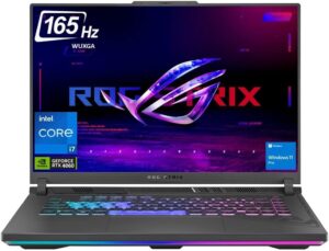 asus rog strix g16 gaming laptop, 16" wuxga 165hz, geforce rtx 4060 140w, 13th gen intel 14-core i7-13650hx, 64gb ddr5, 1tb pcie ssd, thunderbolt 4, 4-zone rgb, hdmi, rj45, wifi 6e, win 11 pro