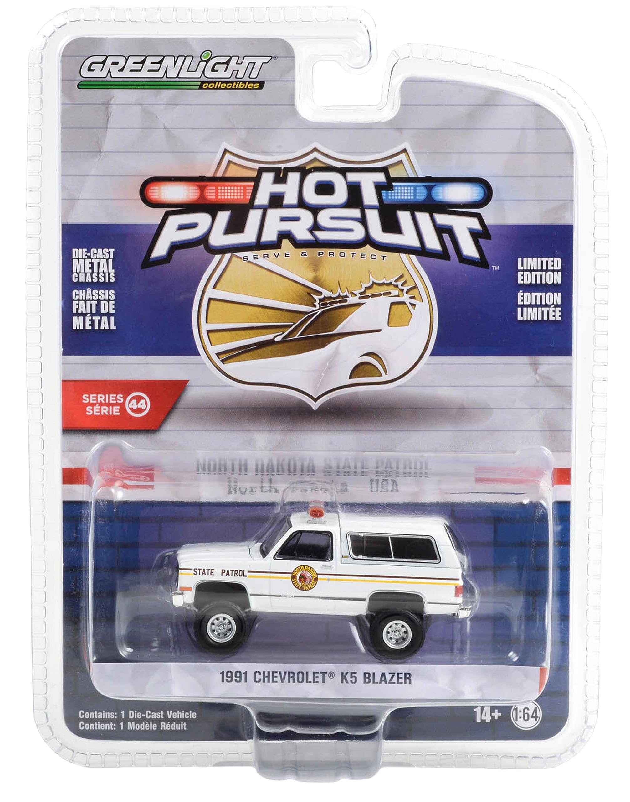 Greenlight 1:64 Hot Pursuit Series 44-1991 K5 Blazer - North Dakota State Patrol 43020-C [Shipping from Canada]