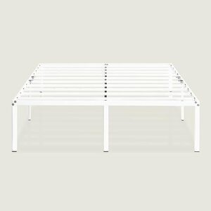 Best Price Mattress 18 Inch Metal Platform Bed Frame, Heavy Duty Steel Slats, White, King