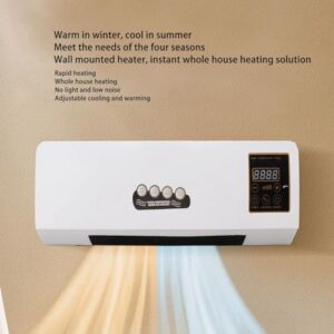 Wall Mounted Air Conditioner - Cooling Heating Dual Use Highly Efficient Portable Air Conditioner and Heater with Remote Control for Dorm, Office, Bedroom, US 110V (With Print)