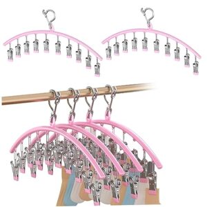 drying drip hanger, 2pcs space saving sock hangers stainless steel sock dryer laundry drying rack clothes hanger anti-skidding legging hangers durable sock peg hanger for underwear socks pink