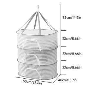 Nicedeal Herb Drying Rack, 3 Layers Collapsible Mesh Hanging Drying Racks Hanging Herb Dryer Rack with Zip Breathable Drying Rack Hanging Mesh Net for Seeds Vegetables Fish 37x23.62x15.75 inch