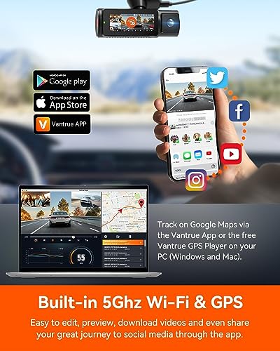 [ Bundle-2 Items: Vantrue N4 Pro 4K 3CH + Vantrue 512GB SD Card ] True 4K Wi-Fi 3-Channel Dashcam, STARVIS 2 IMX678 Night Vision, Infrared Cabin Camera, Voice Control GPS Car Cam for for Uber Drivers