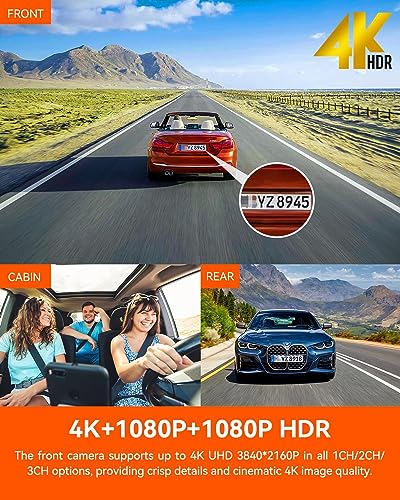 [ Bundle-2 Items: Vantrue N4 Pro 4K 3CH + Vantrue 512GB SD Card ] True 4K Wi-Fi 3-Channel Dashcam, STARVIS 2 IMX678 Night Vision, Infrared Cabin Camera, Voice Control GPS Car Cam for for Uber Drivers