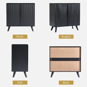 Modern Accent Buffet Cabinet with Adjustable Shelves, Accent Cabinet with 2 Doors, Modern Sideboard Buffet Cabinet, Black Accent Cabinet for Kitchen, Living Room, Entryway and Bedroom (Black)