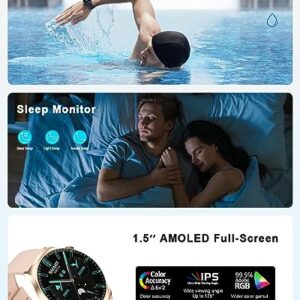 FILIEKEU Smart Watch for Men Women 1.5 Inch Screen Blood Pressure Oxygen Sleep Monitor Bluetooth Call Smart Watches IP68 Waterproof Fitness Tracker Smartwatch for Android iPhone Black