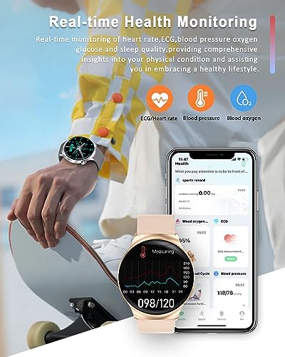 FILIEKEU Smart Watch for Men Women 1.5 Inch Screen Blood Pressure Oxygen Sleep Monitor Bluetooth Call Smart Watches IP68 Waterproof Fitness Tracker Smartwatch for Android iPhone Black