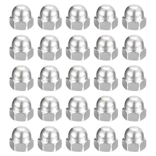 uxcell #8-32 Acorn Cap Nuts,100pcs - 304 Stainless Steel Hardware Nuts, Acorn Hex Cap Dome Head Nuts for Fasteners (Silver)