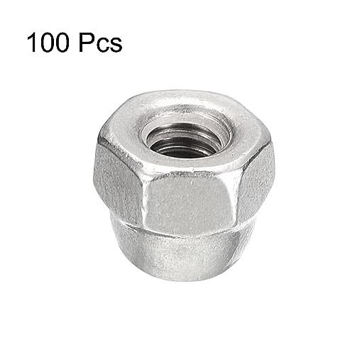 uxcell #8-32 Acorn Cap Nuts,100pcs - 304 Stainless Steel Hardware Nuts, Acorn Hex Cap Dome Head Nuts for Fasteners (Silver)