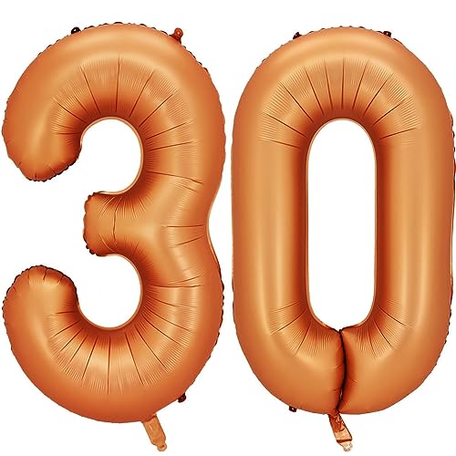 EMAAN 42 Inch Vitality Orange Jumbo 30 Number Balloons Big Foil Mylar Balloons for 30th Birthday Party Decorations and Anniversary Events Decorations (Vitality Orange 30)