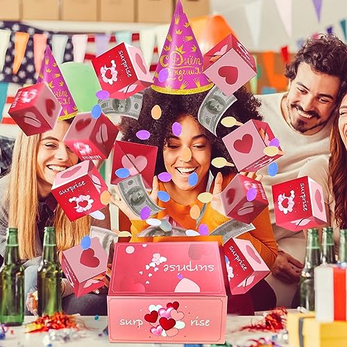 BABORUI Surprise Gift Box Explosion for Money, Exploding Surprise Box Gift Box with Confetti, Cash Explosion Gift Box for Birthday Anniversary Valentine Proposal