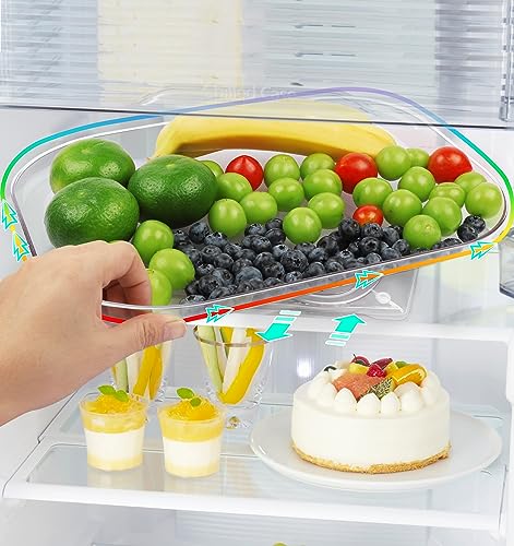 Lazy Susan Turntable Organizer for Refrigerator Rectangle Clear Rotating Lazy Susan Spice Organizer for Kitchen Pantry Cabinet Countertop Condiment Storage Rack