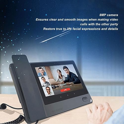 Smart Video IP Phone, 8in 1280x800 HD Touch Screen Line IP Phone Gigabit with 8MP Camera, VOIP Video Phone Business PoE Telephone for Android 8.1.0, Power Adapter Not Included