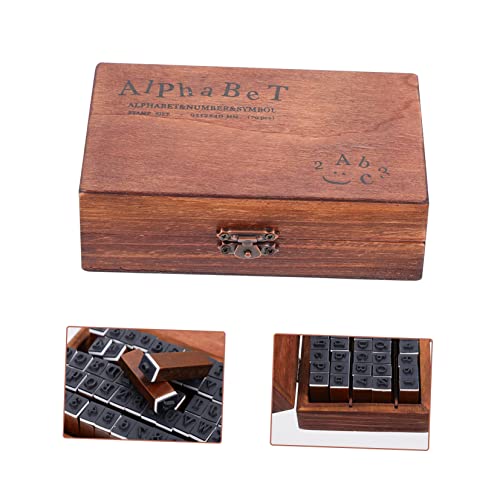 SEWACC 1 Box English Alphabet Stamp Decor Wooden Stamps Retro Decor DIY Wooden Retro Decorative Wooden Rubber Wooden Scrapbook Seal DIY Planner Stamp Letters Numbers Stamp Seal Card