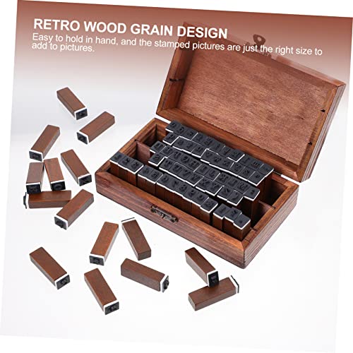 SEWACC 1 Box English Alphabet Stamp Decor Wooden Stamps Retro Decor DIY Wooden Retro Decorative Wooden Rubber Wooden Scrapbook Seal DIY Planner Stamp Letters Numbers Stamp Seal Card