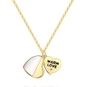 gemking hv190053-s-g-wh glow in the dark heart aromatherapy necklace essential oil pendant jewelry