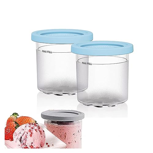 EVANEM 2/4/6PCS Creami Pints, for Ninja Creami Containers,16 OZ Creami Deluxe Safe and Leak Proof Compatible with NC299AMZ,NC300s Series Ice Cream Makers,Blue-6PCS