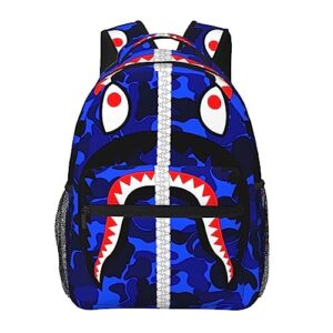 airpo fashion shark backpacks bright navy pink camouflage large capacity laptop daypack lightweight backpack travel hiking bag for women men