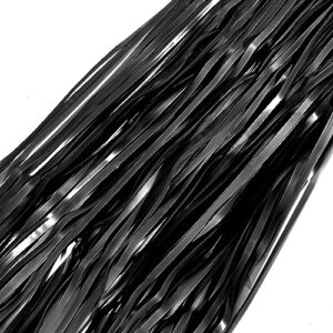 Black Fringe Halloween Backdrop - GREATRIL Black Streamers Outdoor Holiday Yard Decorations 3.2ft x 8.2ft 2 Packs