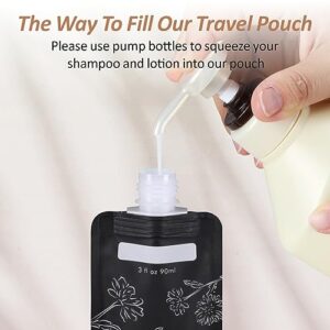 PACKISM Travel Pouches for Toiletries - 12 Pack Leak Proof 3oz TSA Approved Travel Squeeze Pouches,Stand Up Liquid Travel Containers for Shampoo Conditioner Lotion Body Wash