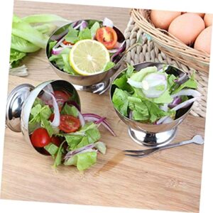 Hoement 1Pc stainless steel dessert cup salad bowl metal sauce cup stainless steel revere bowl footed ice cream dishes ice cream cups stainless steel parfait cup Fruit Cup Glass insulation