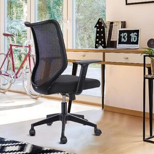 ETasker Ergonomic Office Chair Home: Mesh Desk Chair with Adjustable Arms - Mid Back Computer Chairs for Women Adults - Swivel Task Chair Comfortable for Home Office (Black)