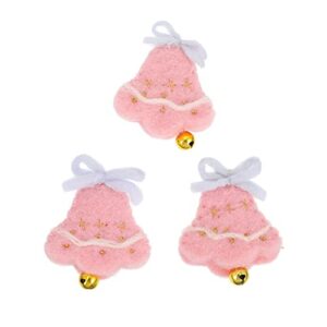 tehaux 3pcs bell stickers christmas hair clip bows nativity ornaments for wool felt christmas patches christmas tree ornaments jungle decorations decor headwear accessories pink