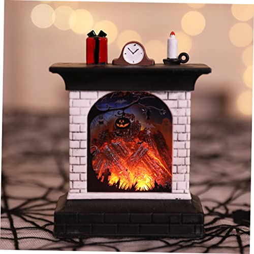 Angoily Glow Accessories Tabletop Decor Doll House Night Light Fireplace lamp Mini Fireplace Toy Room Electric fire lamp Halloween Desktop Light Halloween Decor fire Lights