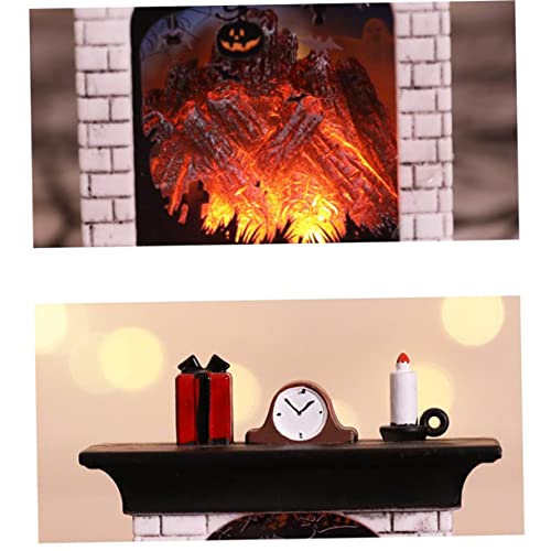 Angoily Glow Accessories Tabletop Decor Doll House Night Light Fireplace lamp Mini Fireplace Toy Room Electric fire lamp Halloween Desktop Light Halloween Decor fire Lights