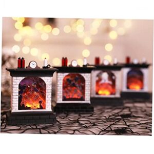 Angoily Glow Accessories Tabletop Decor Doll House Night Light Fireplace lamp Mini Fireplace Toy Room Electric fire lamp Halloween Desktop Light Halloween Decor fire Lights