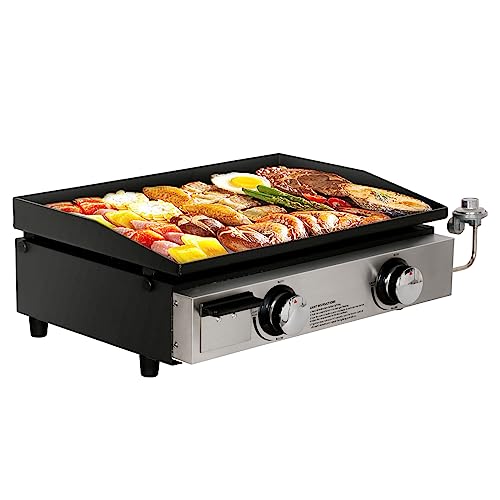 Hykolity 22 in. Heavy Duty Propane Gas Tabletop Griddle, 24,000 BTU Non-Stick Portable Table Top Griddle Grill, Stainless Steel Griddle for Tabletop, Camping, Outdoor, Cooking, Tailgating