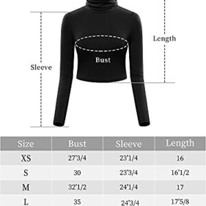 MSBASIC Pink Crop Tops for Women Trendy Underscrub Long Sleeve Turtleneck Basic Slim Fit Tshirts(X-Large,Hot Pink)