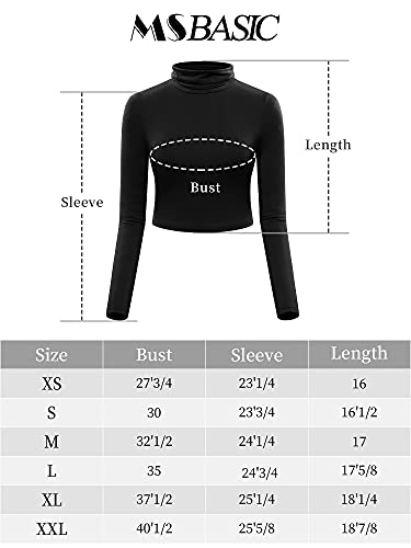 MSBASIC Pink Crop Tops for Women Trendy Underscrub Long Sleeve Turtleneck Basic Slim Fit Tshirts(X-Large,Hot Pink)