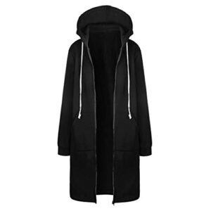 Muyise Track Jacket Light Rain Coats Women Plus Size Oversized Hoodie Crop Jackets for Women Womens Zip Up Women's Trench Coats Collar Wool Coats for Women(01-Black,XX-Large)