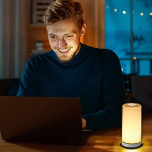 ECEHAN Smart LED Table Lamp,Touch Besides Bedroom Desk 3 Way Dimmable RGB Color Night Lamp with Warm White Lights for Reading Home Office Baby Care Living Home Gifts