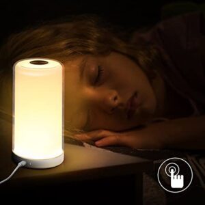 ECEHAN Smart LED Table Lamp,Touch Besides Bedroom Desk 3 Way Dimmable RGB Color Night Lamp with Warm White Lights for Reading Home Office Baby Care Living Home Gifts