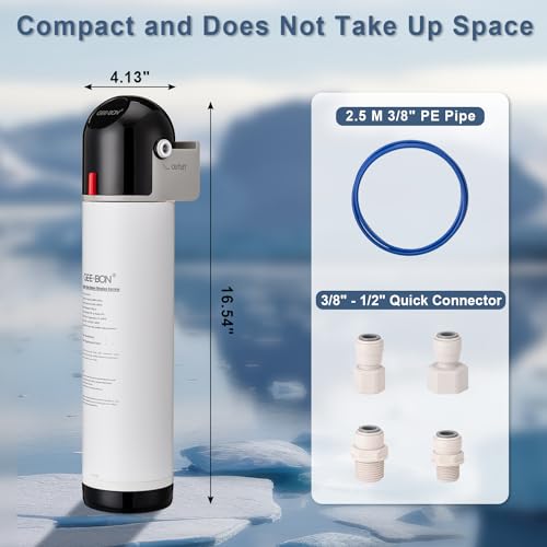 GEE BON Under Sink Water Filtration System, GB-M1S Direct Connect Under Sink Water Filter, 0.5 Micron Reduces 99% Lead, Chlorine, Bad Taste, Odor, 8000 Gallon