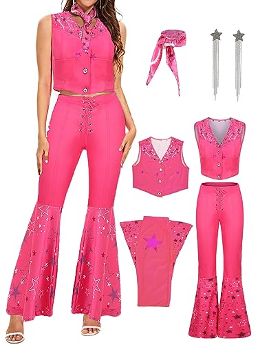 Girls Cowgirl Costume Kids 70s 80s Hippie Disco Cowboy Outfits Halloween Costume Western Looks Cosplay CA010L