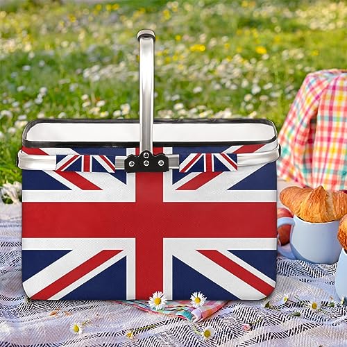 Tavisto British Flag Print Versatile and Durable Reusable Grocery Tote Bag - Spacious and Foldable with Fun Print Designs - Perfect for Shopping, Picnics, and Storage