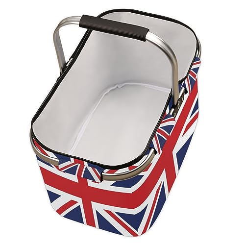 Tavisto British Flag Print Versatile and Durable Reusable Grocery Tote Bag - Spacious and Foldable with Fun Print Designs - Perfect for Shopping, Picnics, and Storage